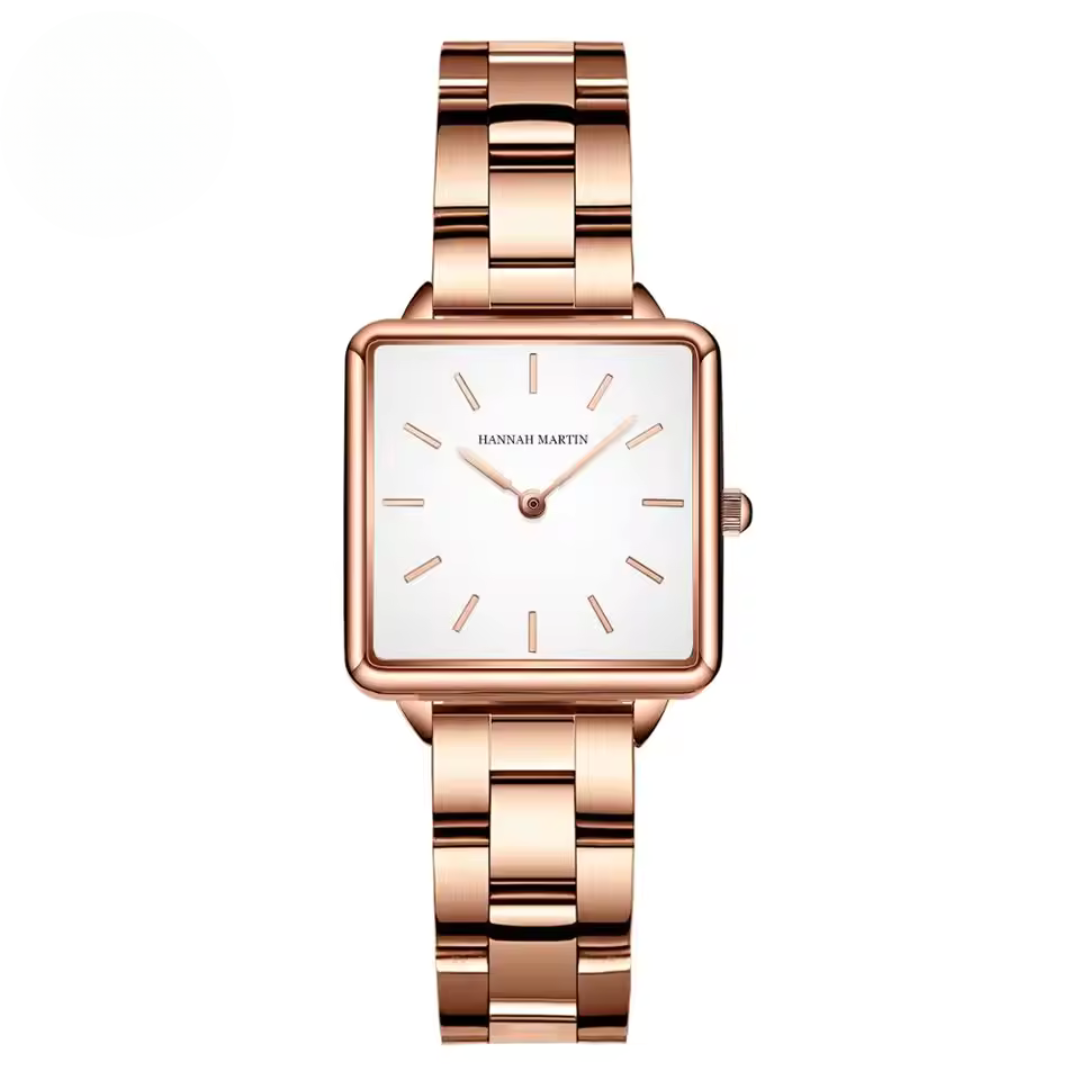 Stainless Square Rose Gold Dial Quartz Watch – Henry's Watches