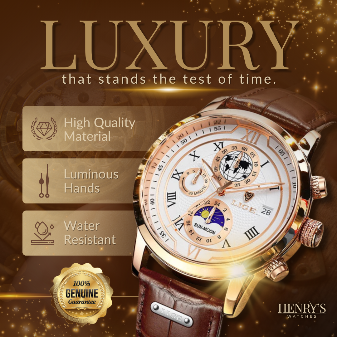 Premium Leather Band Chronograph Watch – Henry's Watches